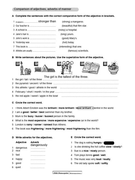 Comparative Exercises Pdf Adverb Adjective