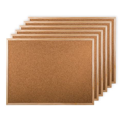 Desk Tech 6 Piece Small Cork Bulletin Board With Wooden Frame Bulk 24