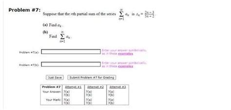 solved problem 7 suppose that the nth partial sum of the
