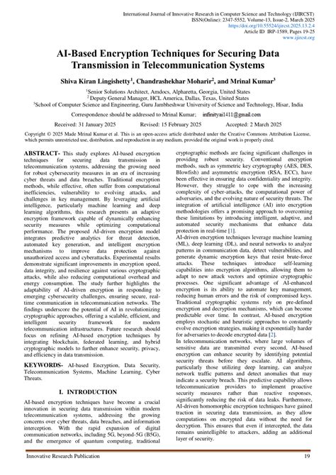 Pdf Ai Based Encryption Techniques For Securing Data Transmission In