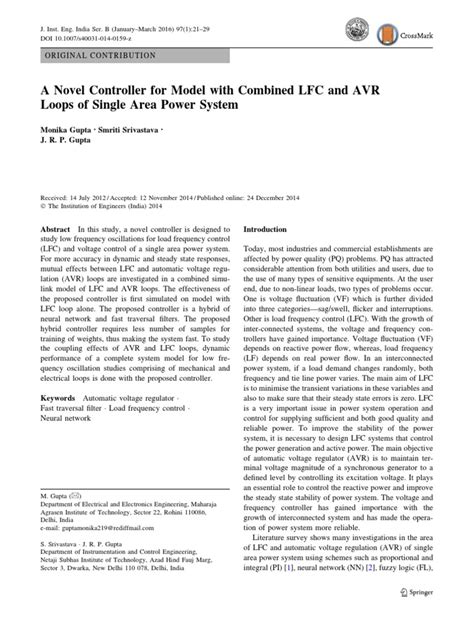 A Novel Controller For Model With Combined Lfc And Avr Loops Of Single