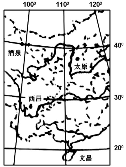 2011年是中国航天发射最多的一年 下图是我国四大航天基地位置图 下表是我国四个卫星发射基地附近多年气候资料统计数据 读图与表回答1 2题 1．下列判断正确的是 [ ]a．①地为高山气候b