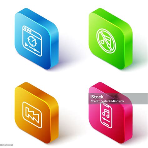 아이소메트릭 라인 온라인 재생 비디오 스피커 음소거 되감기 버튼 및 음악 플레이어 아이콘을 설정합니다 벡터 3차원 형태에 대한 스톡 벡터 아트 및 기타 이미지 Istock