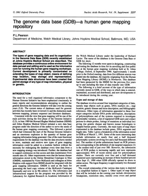 Pdf The Genome Data Base Gdb—a Human Gene Mapping Repository