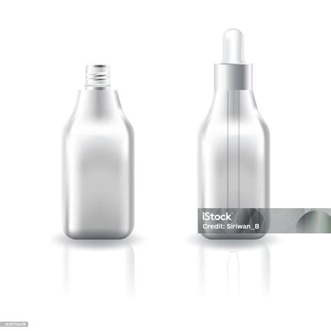 미용 제품 모형 템플릿을 위한 흰색 스포이드 뚜껑이 있는 리어 화장품 사각형 병입니다 건강관리와 의술에 대한 스톡 벡터 아트 및