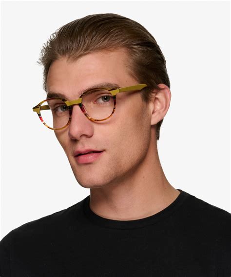 Expression Round Brown Yellow Striped Full Rim Eyeglasses Eyebuydirect