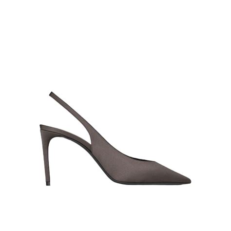 W 생로랑 조 슬링백 펌프 실크 사틴 스톰 그레이 Saint Laurent Kream