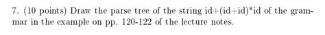 solved 7 10 points draw the parse tree of the string