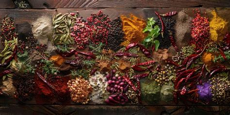 A Colorful Array Of Spices And Herbs Arranged In Intricate Patterns On