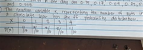 The Random Variable X Representing The Number Of Nuts In A Chocolate