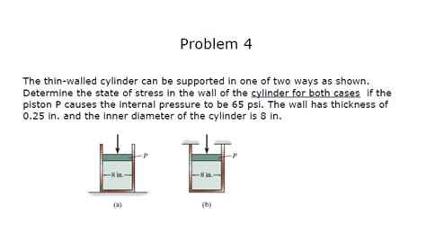 Solved Problem 4 The Thin Walled Cylinder Can Be Supported