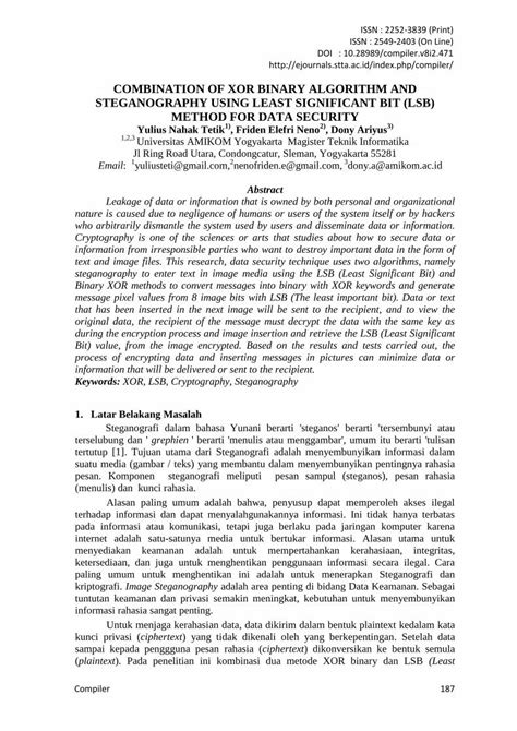 Pdf Combination Of Xor Binary Algorithm And Dokumentips