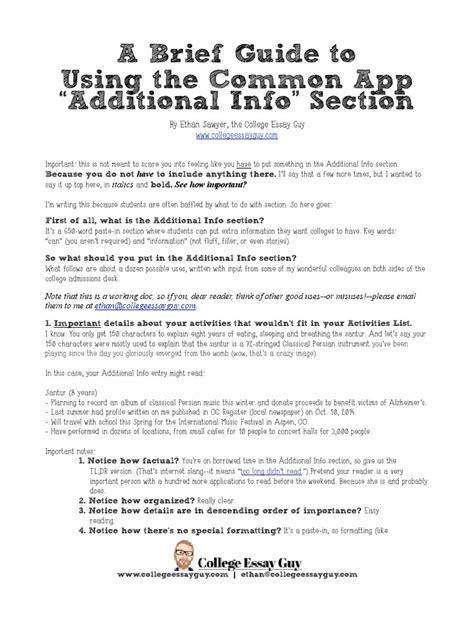 A Guide To Effective Uses Of The Common Application Additional