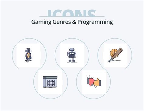 Gaming Genres And Programming Line Filled Icon Pack 5 Icon Design Panel Admin Motor Game