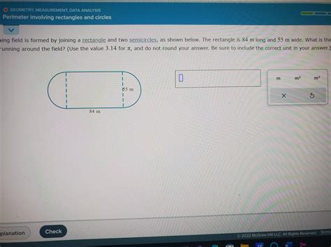 A training field is formed by joining a rectangle and two semicircles ...