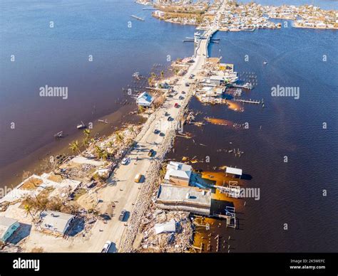 Aerial Drone Inspection Photo Matlacha Florida Hurricane Ian Aftermath