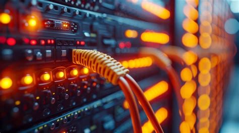 Premium Photo Network Switch And Ethernet Cables In Data Center Internet And Technology Concept