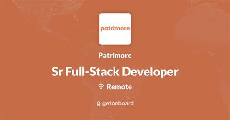 Sr Full Stack Developer At Patrimore Remote Work From Home Get On Board
