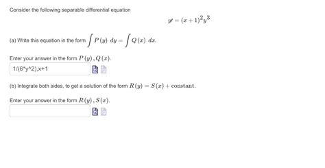Solved Consider The Following Separable Differential