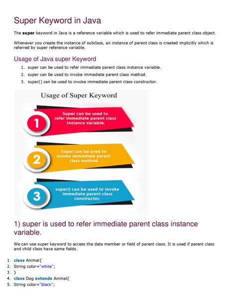 Super Keyword In Java Schemes And Mind Maps Java Programming Docsity