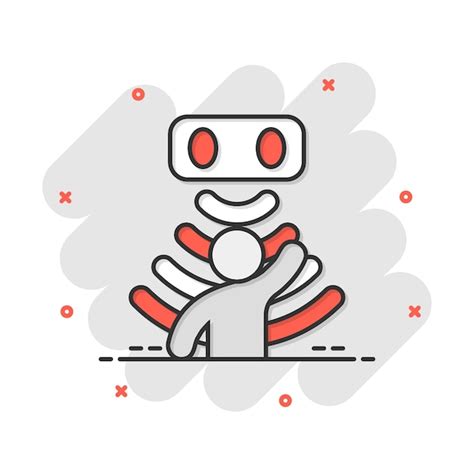 만화 스타일의 모션 센서 아이콘 센서 파도 남자 벡터 만화 그림 그림 사람 보안 연결 비즈니스 개념 스플래시 효과 프리미엄 벡터