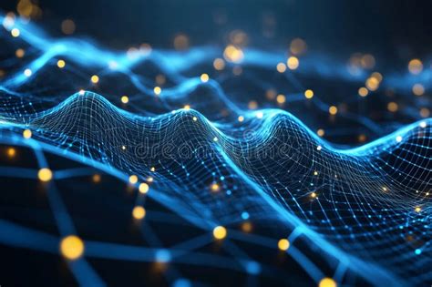 Abstract Blue Glowing Network Digital Wave Data Visualization Stock ...