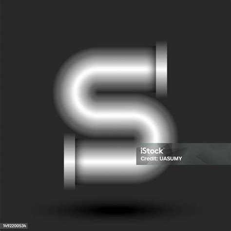 굵은 글씨 S 로고 모노그램 3d 금속 파이프 플랜지 부드러운 모양 실버 크리에이티브 산업 기술 로고 마크 타이포그래피 디자인