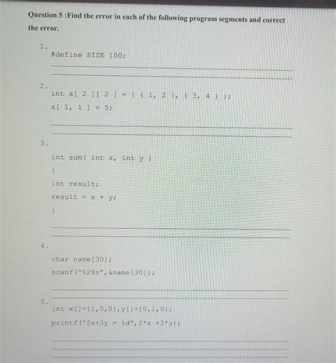 Solved Question Find The Error In Each Of The Following Chegg