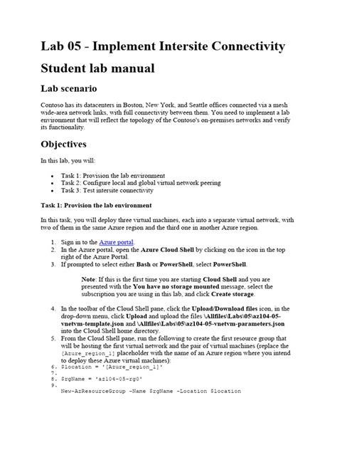 Lab 05 Implement Intersite Connectivity Pdf Microsoft Azure
