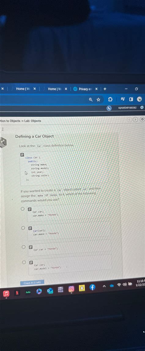 Solved Defining A Car ObjectLook At The Can Class Definition Chegg