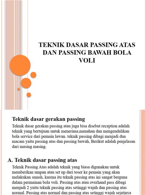 Teknik Dasar Passing Atas Dan Passing Bawah Pdf