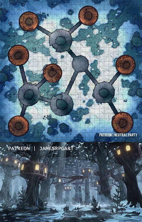 Tree Village A Collaboration With James RPG Art R Battlemaps