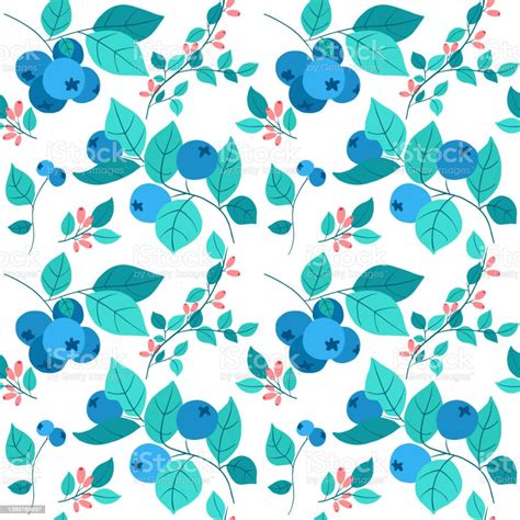 블루 베리와 트래 베리의 가지와 열매 흰색 배경에 야생 베리가있는 완벽한 패턴 섬유 포장지 장식용 식물 배경 0명에 대한 스톡 벡터 아트 및 기타 이미지 Istock