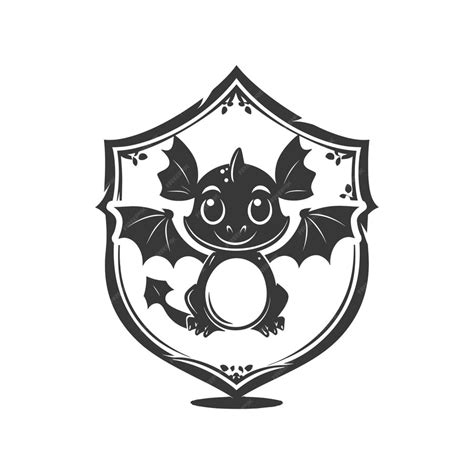 Cute Cartoon Dragon In A Shield Premium Ai Generated Vector