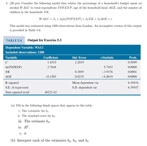 5 20 pts consider the following model that relates