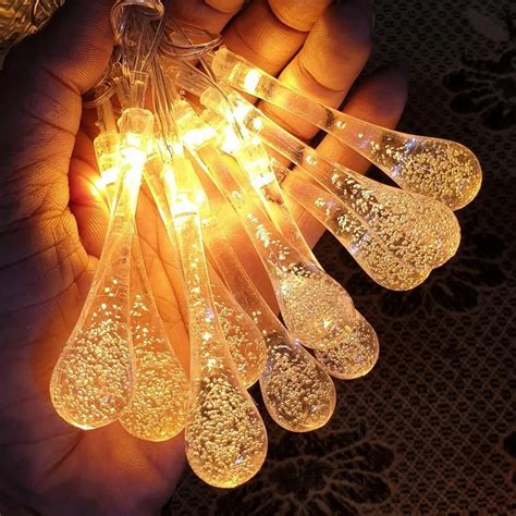14 Led Waterdrop String Lights Warm White Steady Lights For Diwali At