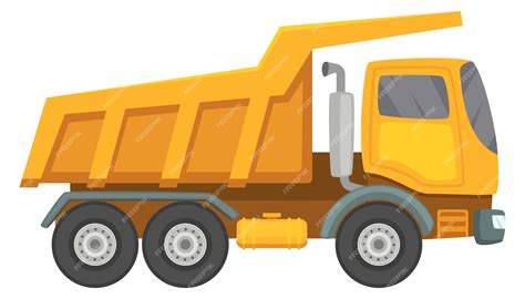 산업용 대형 트럭 덤프 차량 측면도 프리미엄 벡터