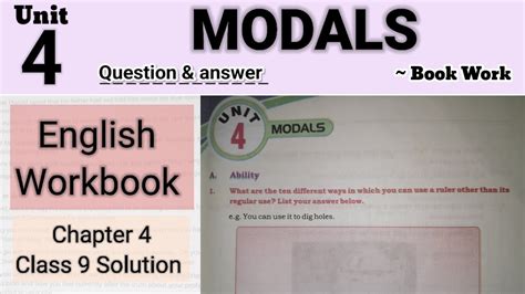 Modals Book Work Class 9 English Workbook Chapter 4 Solution Youtube