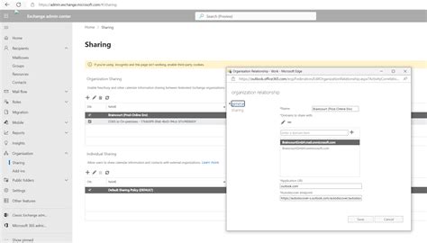 Configuring Federated Sharing Freebusy Calendar Information Between