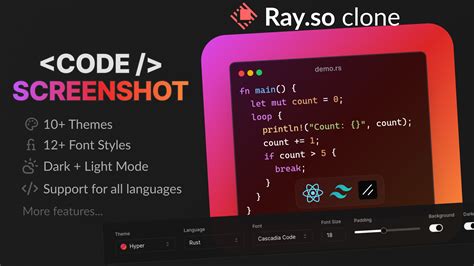 GitHub Nimone Code Screeshot A Ray So Clone Project Using React With Tailwind CSS ShadCN UI