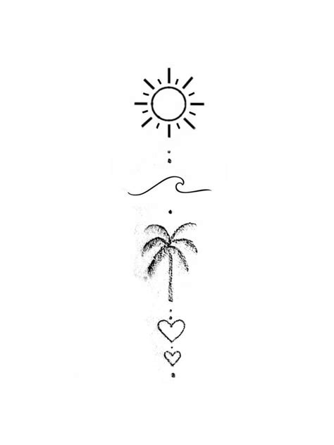 Beachy Palm Tree Tattoo With Hearts Black And White Tattoo Art