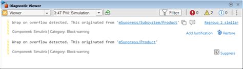 suppress diagnostic messages from a specified block matlab
