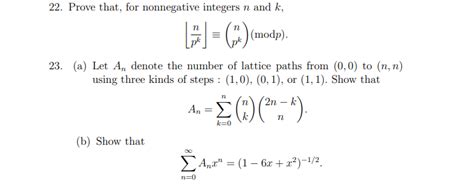 22 prove that for nonnegative integers n and k