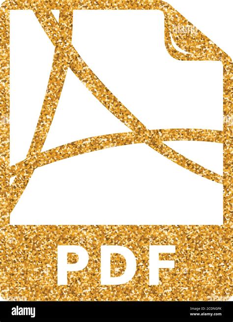 Portable Document File Format Icon In Gold Glitter Texture Sparkle