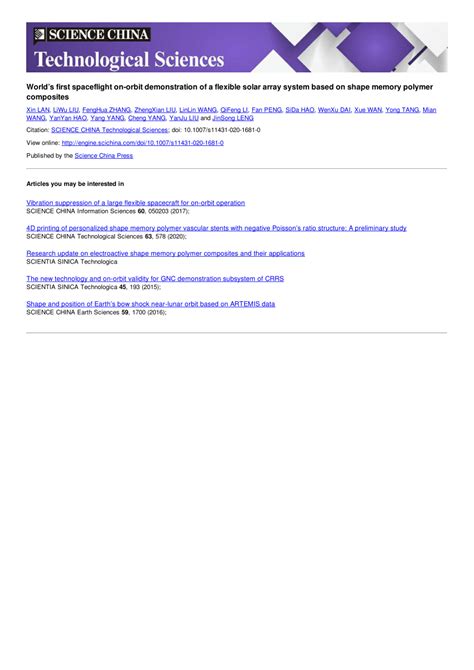 Pdf Worlds First Spaceflight On Orbit Demonstration Of A Flexible Solar Array System Based On