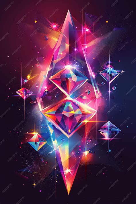 Premium Photo Neon Shimmering Geometric Diamonds Intersecting And Refracting Wi Y2k Collage