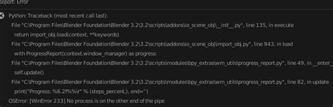 Python Traceback Error Unable To Importexport Anything Rblender