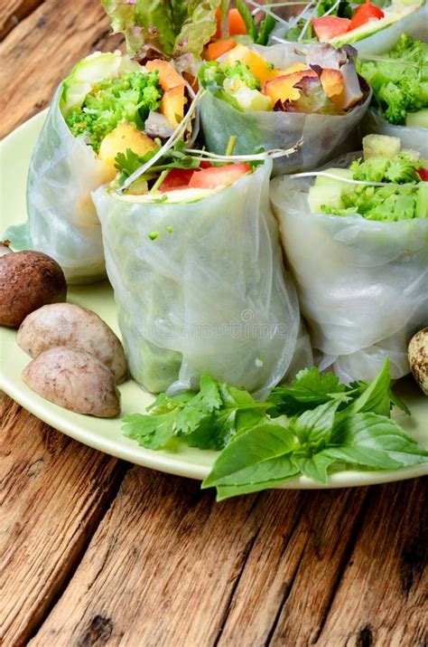 Fresh Spring Roll Stock Image Image Of Cuisine Microgreens 119935283