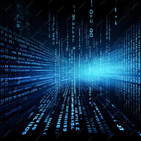 blue digital binary data on computer screen background premium ai