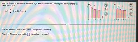 use the figures to calculate the left and right riemann sums for f on